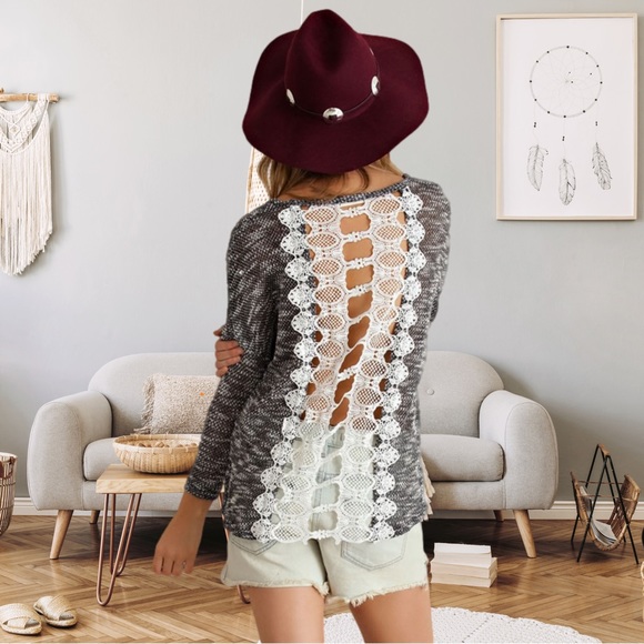 entro | Sweaters | Hp Crochet Open Back Knit Sweater | Poshmark